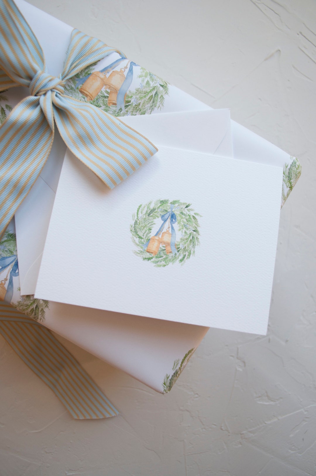 Holiday Wreath Notecard Set, Holiday Bells, Christmas Card, Hostess ...