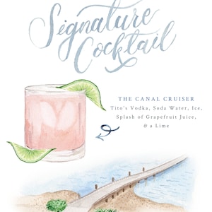 Custom Watercolor Signature Drink Signs, Watercolor Signature Cocktail ...