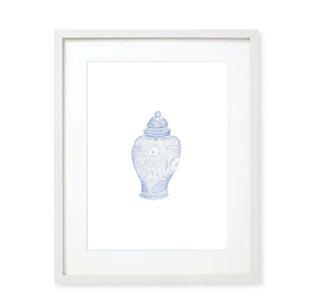 Ginger Jar 1 Watercolor Art Print, Lidded Ginger Jar Art Print, Floral ...