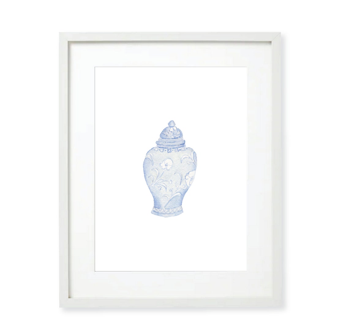 Ginger Jar 1 Watercolor Art Print, Lidded Ginger Jar Art Print, Floral ...