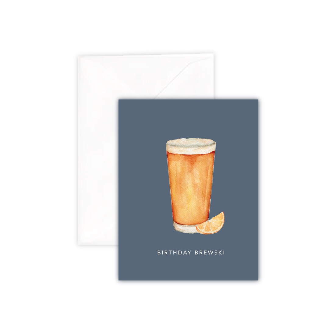 Birthday Brewski Greeting Card, Watercolor Birthday Beer, Draft Beer ...
