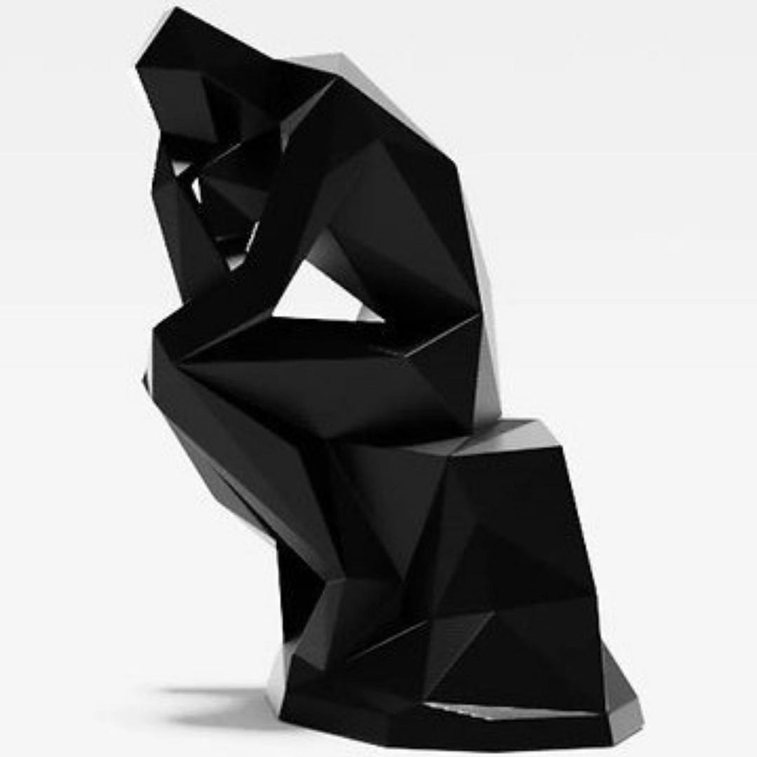 Thinker Statue Figure - Modern Art Sculpture, Office Decor, Thoughtful ...