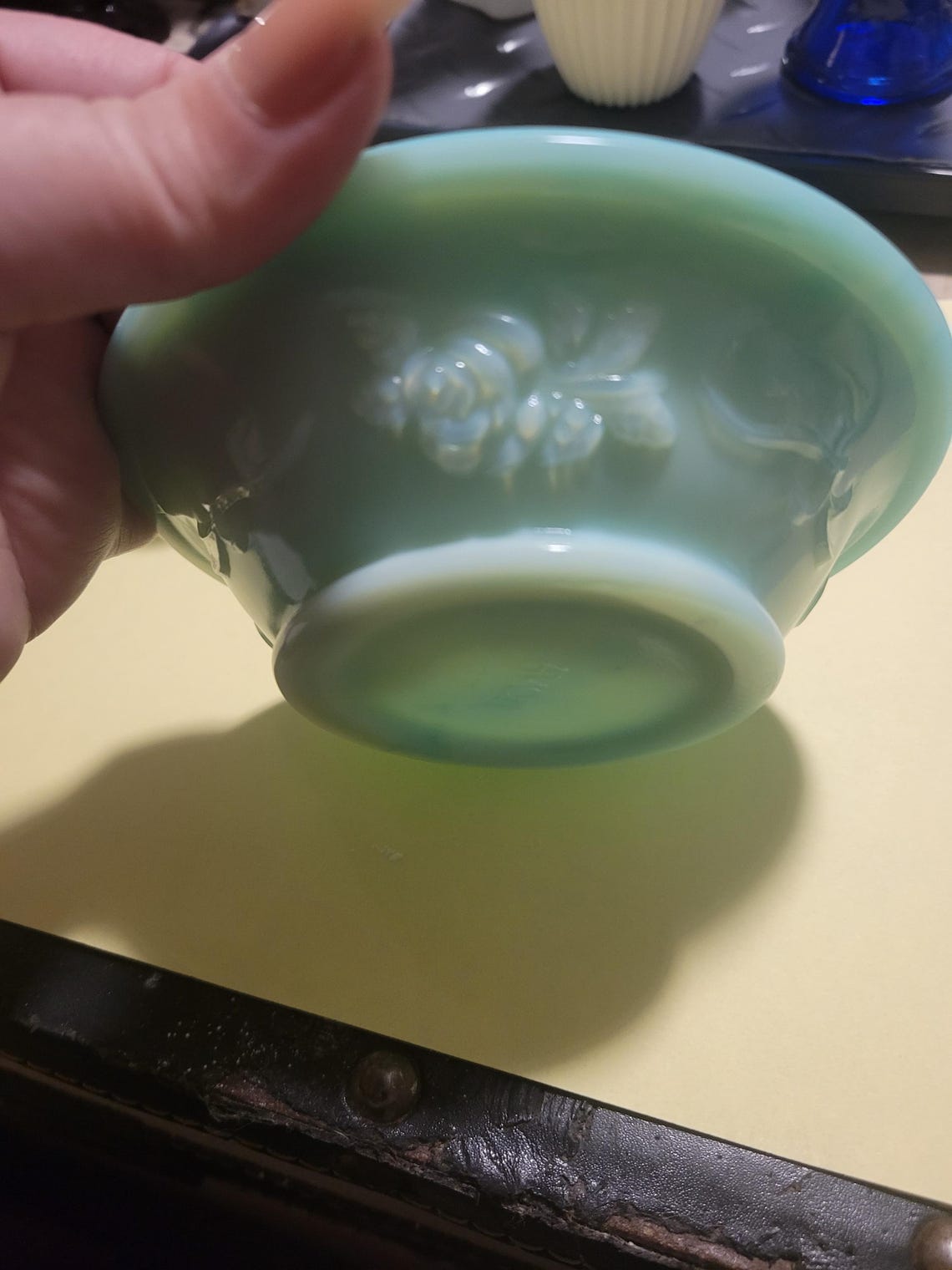 Jade Talc Powder Shaker/decanter With Bowl. Floral Designs. - Etsy