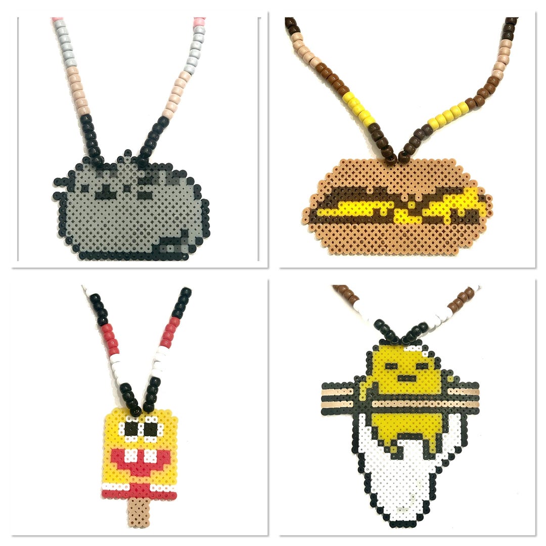 Pixel Perler Necklaces – Handmade Bead Necklaces – Cute Pixel Charm ...