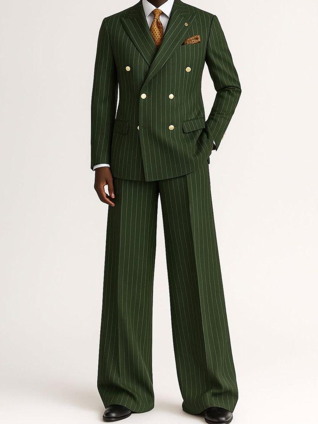 The Emerald Commander: Double-breasted Forest Pinstripe Suit - Etsy