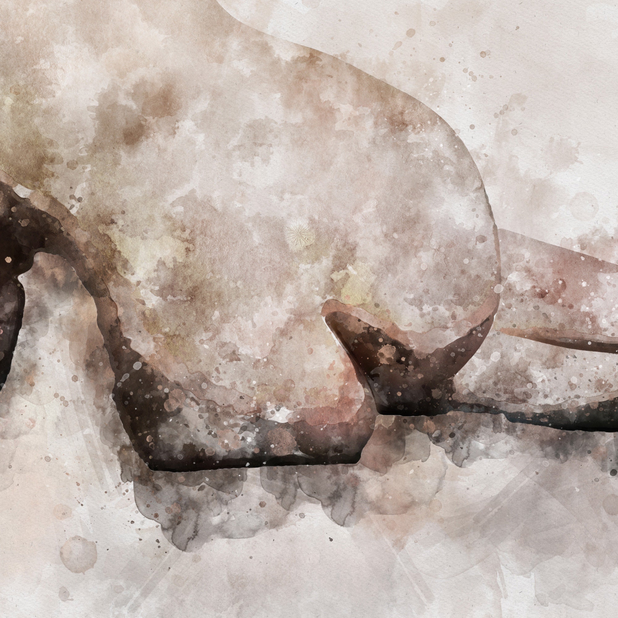 Pintura De Acuarela Femenina Desnuda Inclinada Arte Artístico Etsy España