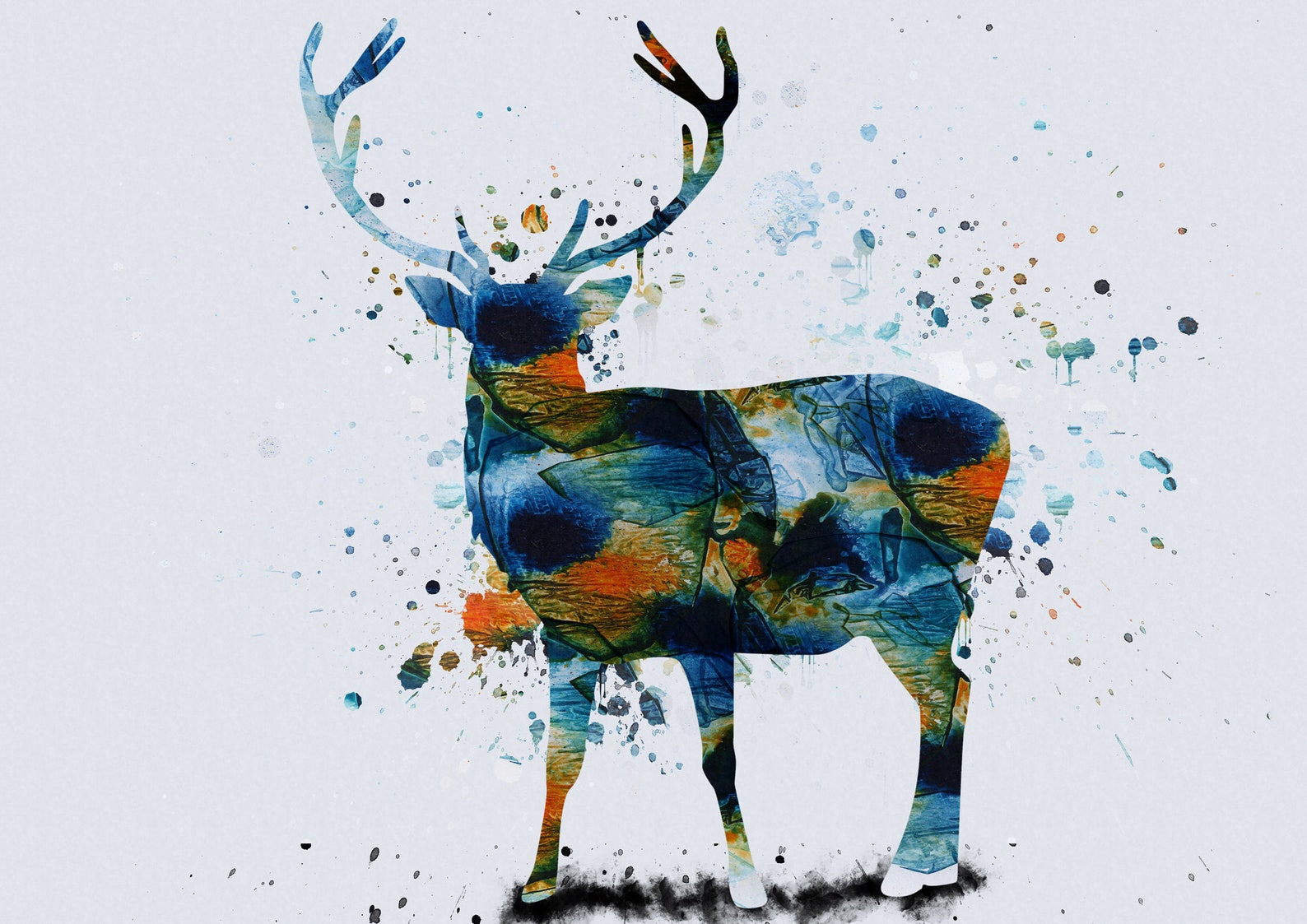 Scottish Stag Painting Downloadable Printable Art Abstract - Etsy