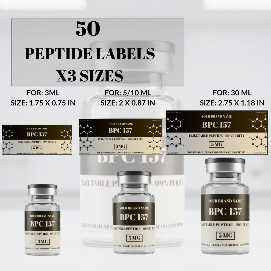 Peptide Labels, Peptide Therapy Labels, Peptide Vial Label Templates ...