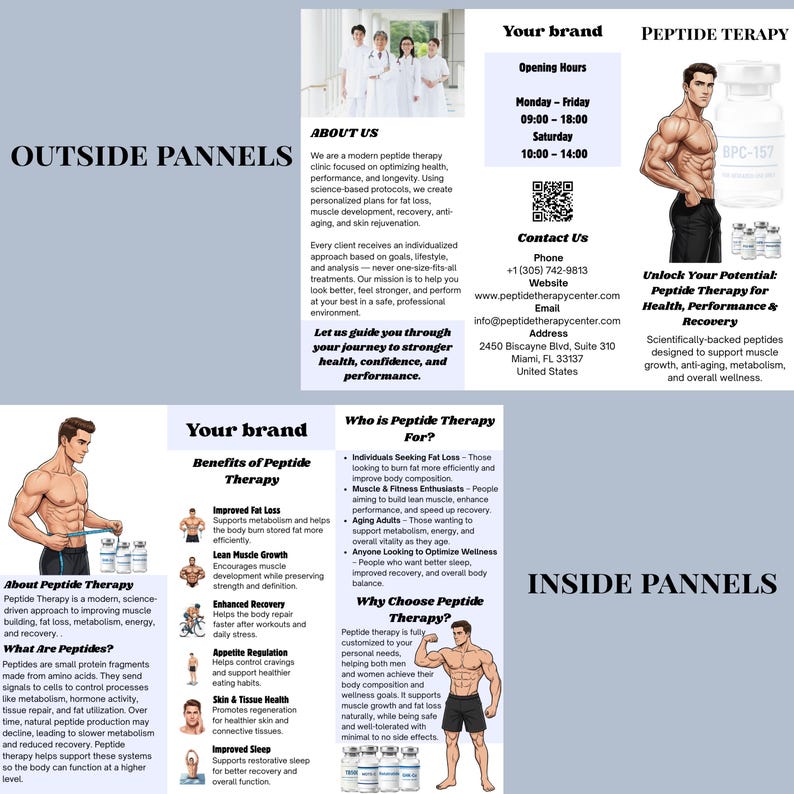 Peptide Therapy Trifold Brochure Template – Editable in Free Canva ...