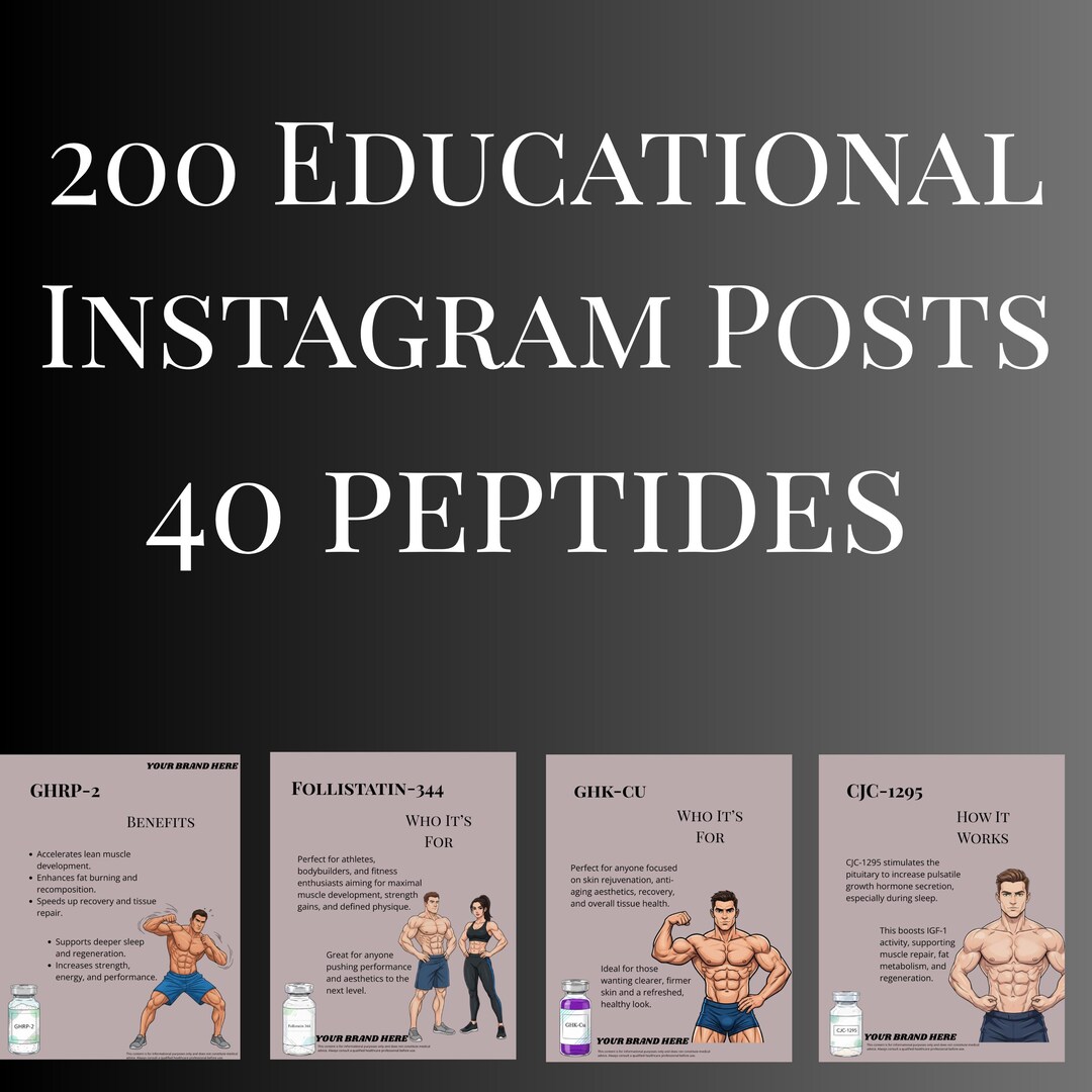Peptide 200 Educational Instagram Posts, Peptide Therapy Content Pack ...