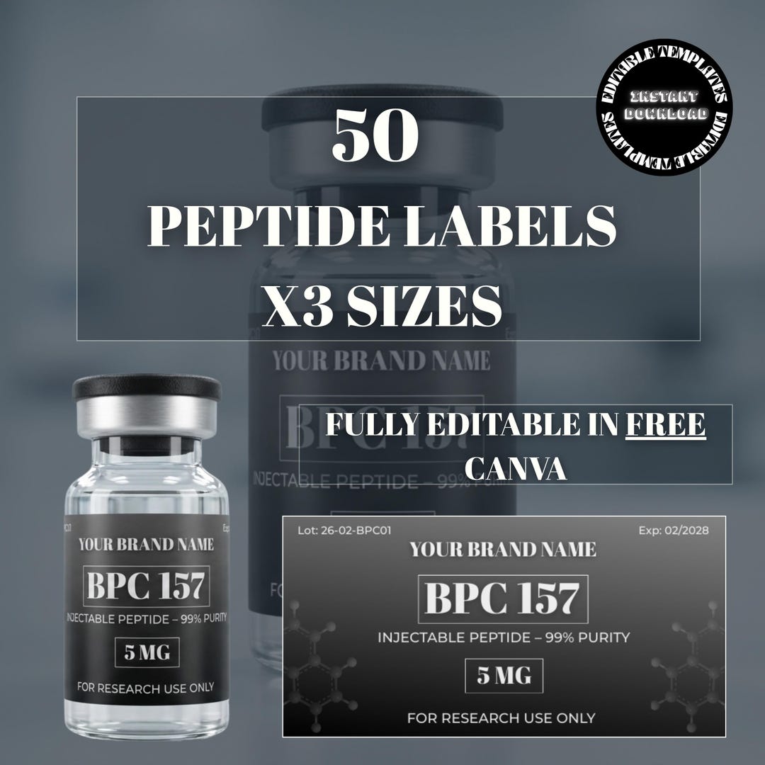 Peptide Labels, Peptide Therapy Labels, Peptide Vial Label Templates ...