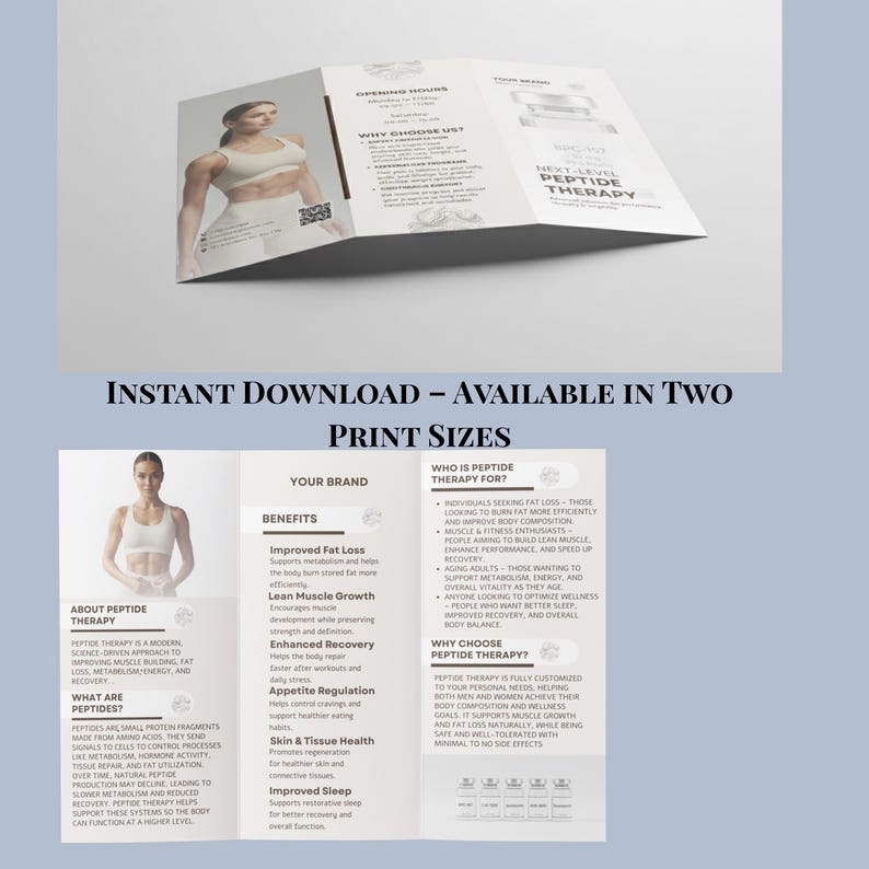 Peptide Therapy Trifold Brochure Template , Peptides, Print Ready, Med ...