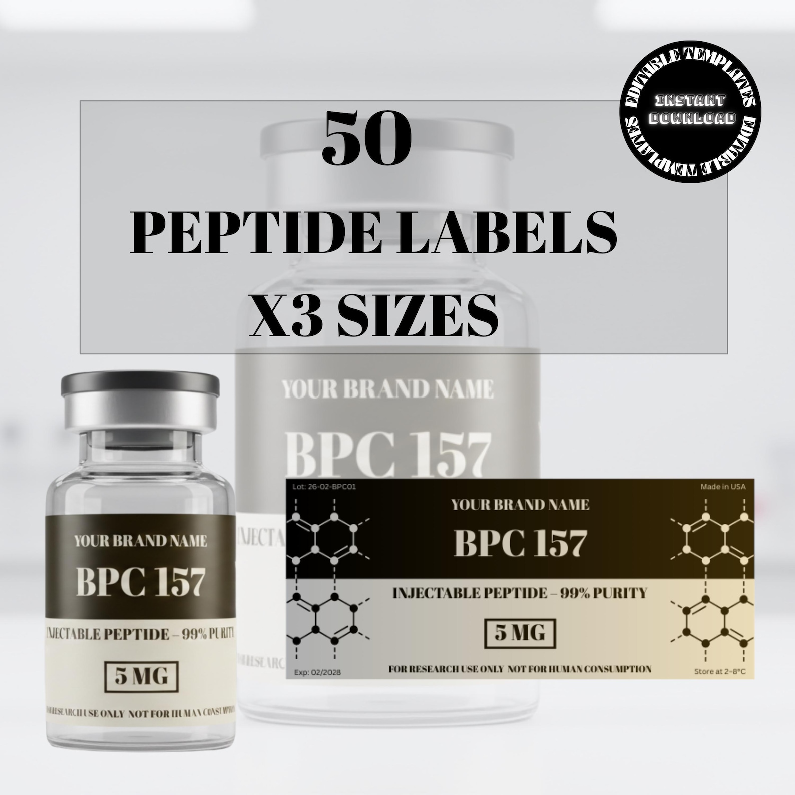 Peptide Labels, Peptide Therapy Labels, Peptide Vial Label Templates ...