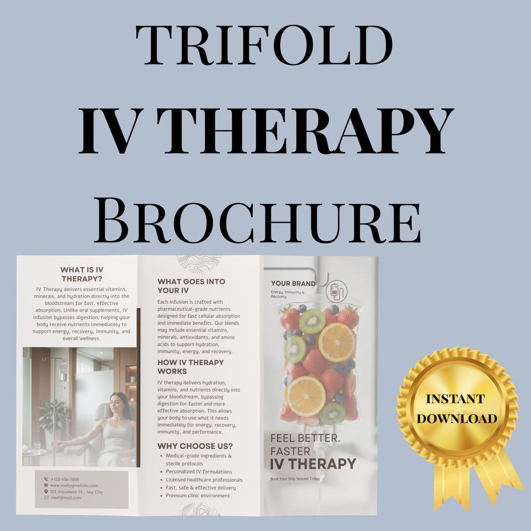 IV Therapy Trifold Brochure, IV Drip, Myers’ Cocktail, NAD+ ...