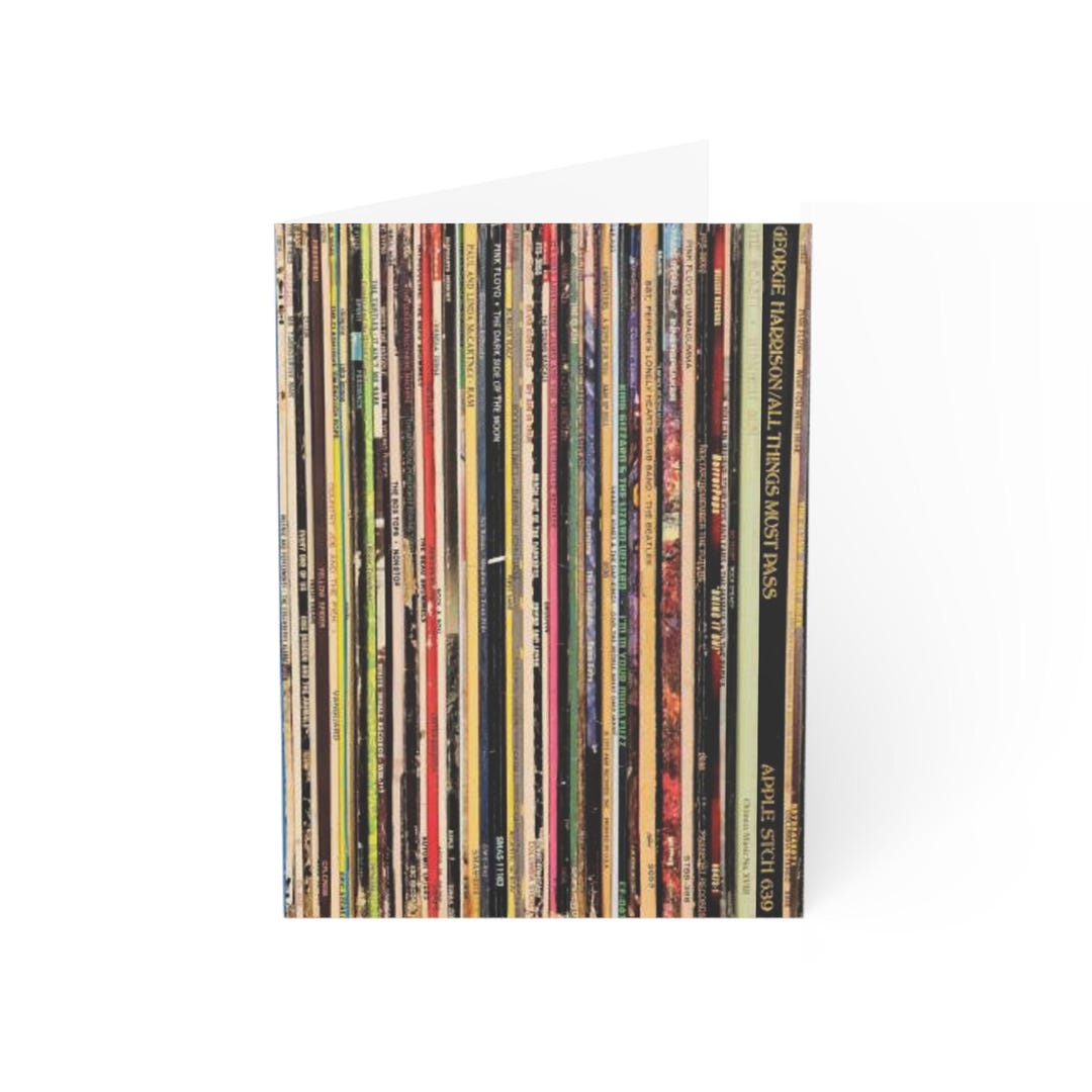 Vintage Vinyl Record Spines Greeting Card | Music Lover Note Card - Etsy