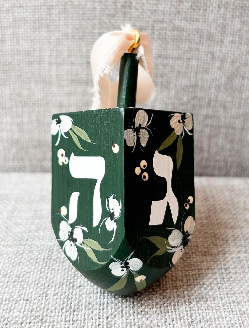 Wood Dreidel Ornament for Hanukkah - Jewish Decor (hand Painted Floral ...