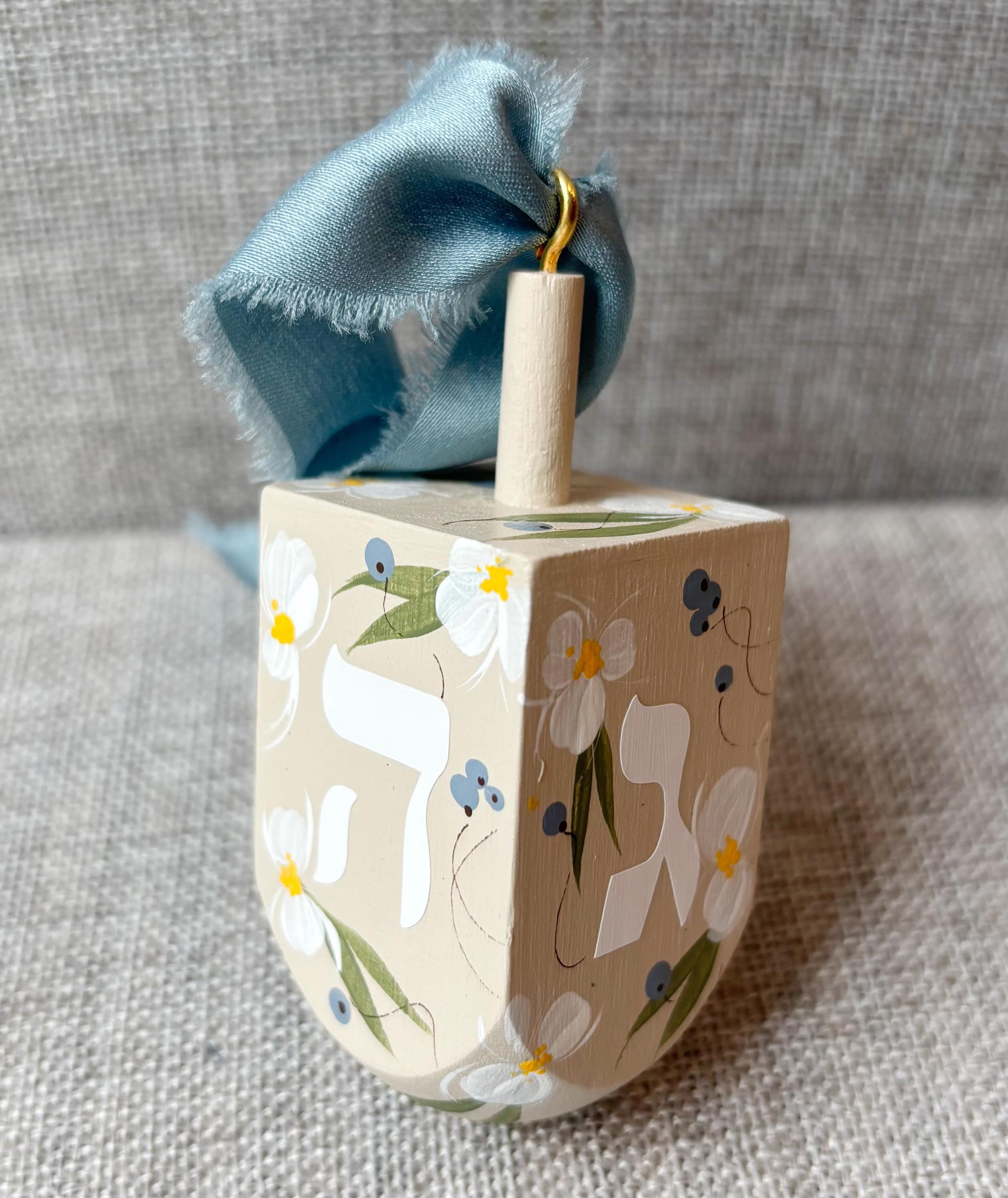 Wood Dreidel Ornament for Hanukkah - Jewish Decor (hand Painted Floral ...