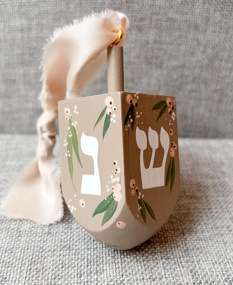 Wood Dreidel Ornament for Hanukkah - Jewish Decor (hand Painted Floral ...