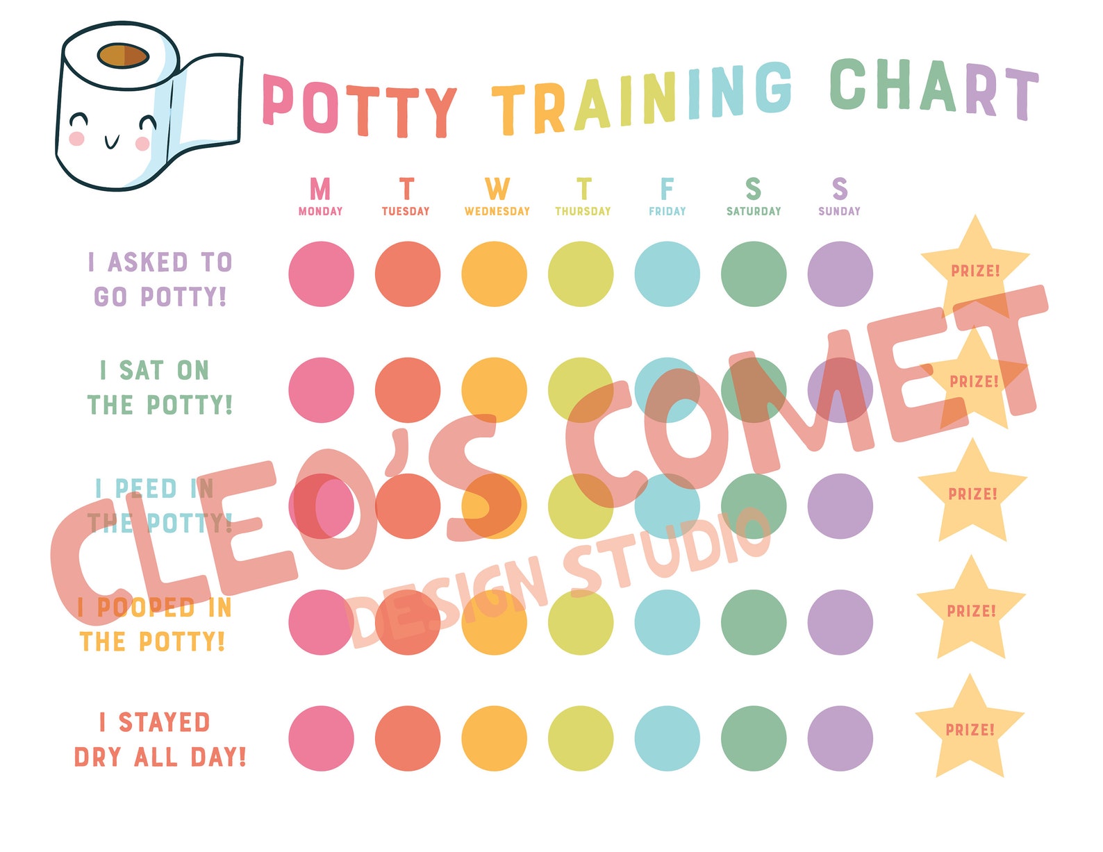 Printable Potty Training Chart | Rainbow Potty Chart | Gender Neutral ...