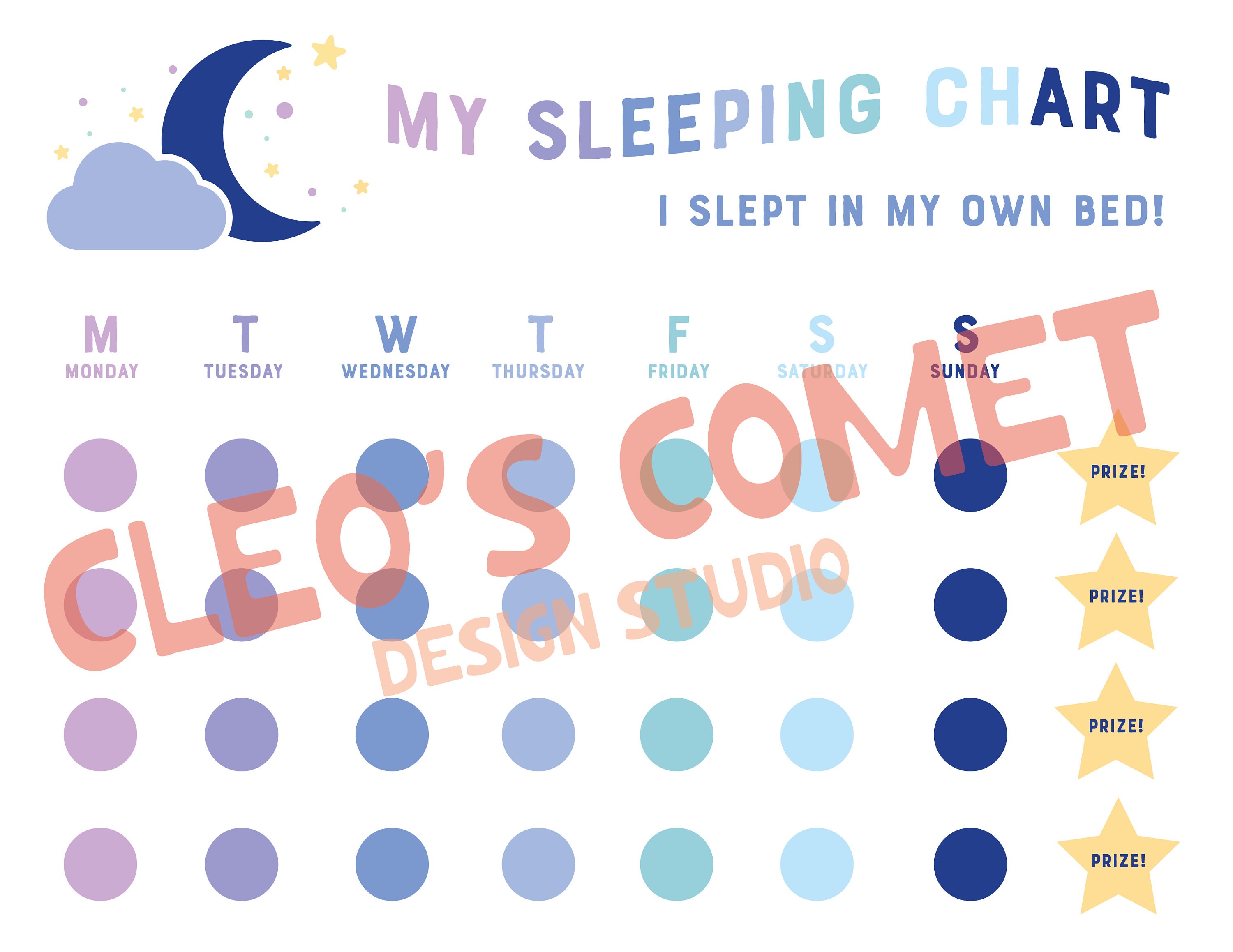 Printable Toddler Sleep Chart Kid's Sleep Chart Gender Neutral Instant ...