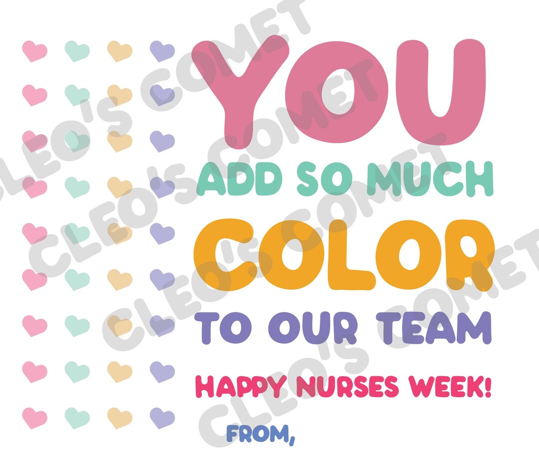 Nurses Week Printable Gift Tag, Colorful Appreciation (digital Download ...