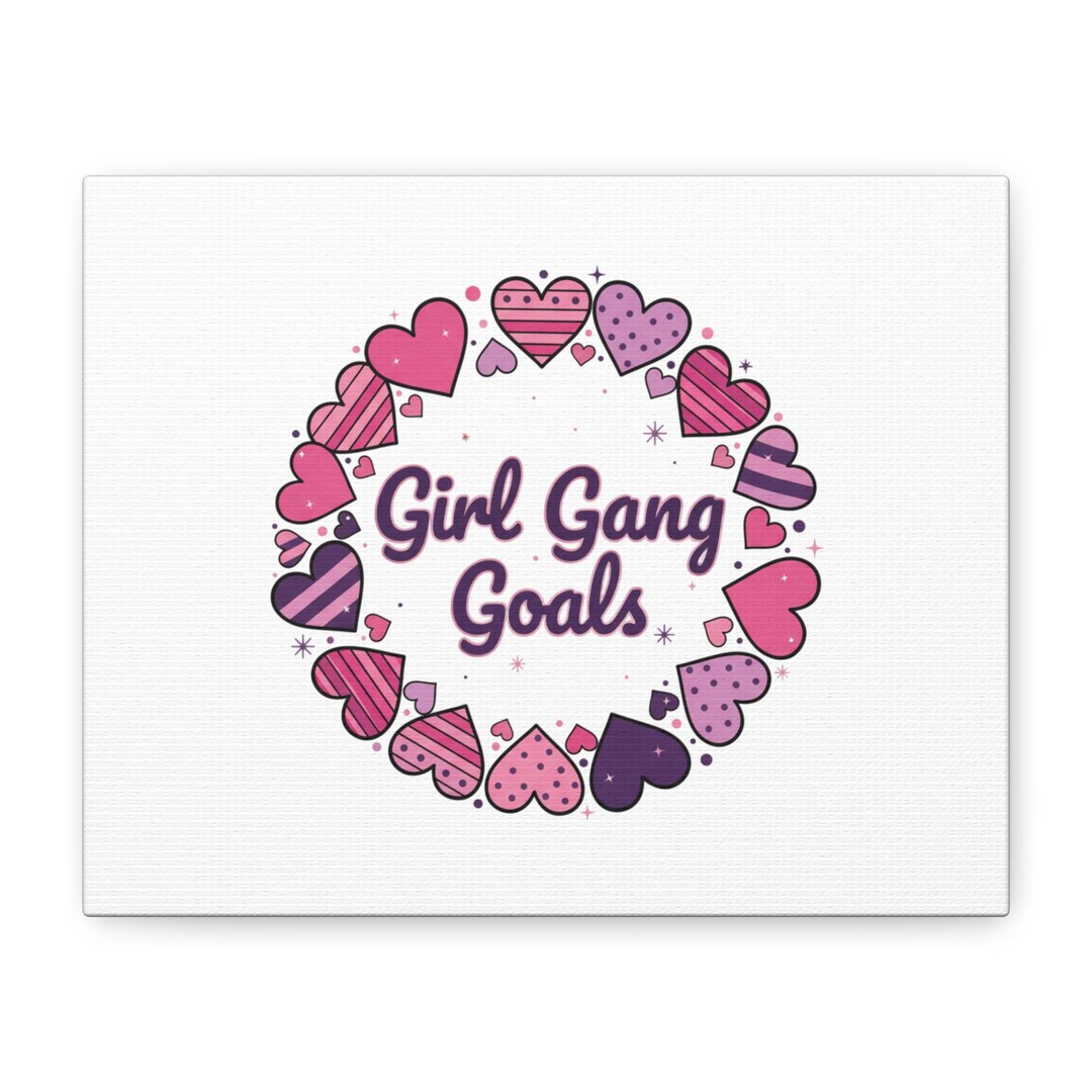 Girl Gang Goals Canvas, Friendship Galentine Wall Art | Pink Purple ...