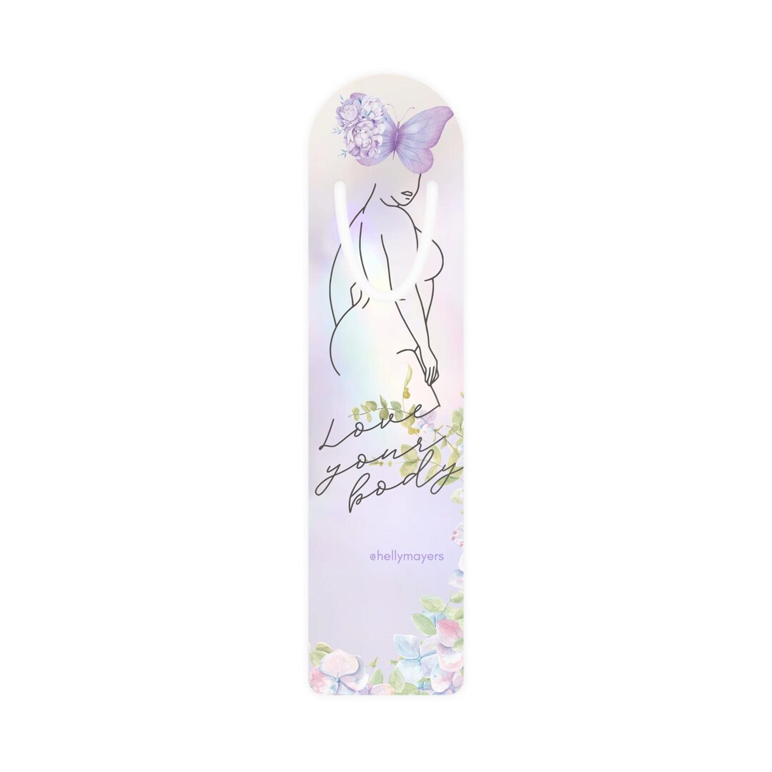Love Your Body Line Art Bookmark | Floral Butterflies, Pastel Self-love ...