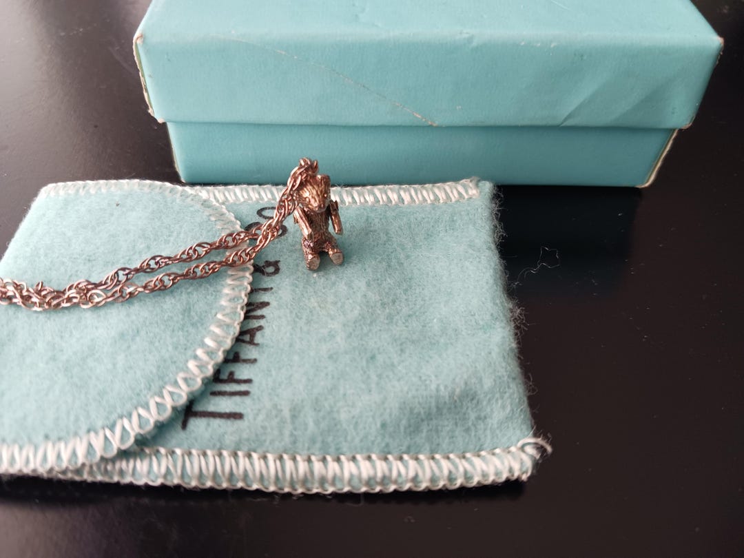 Vintage Tiffany Sterling Silver Necklace Teddy Bear Moveable Arms With ...