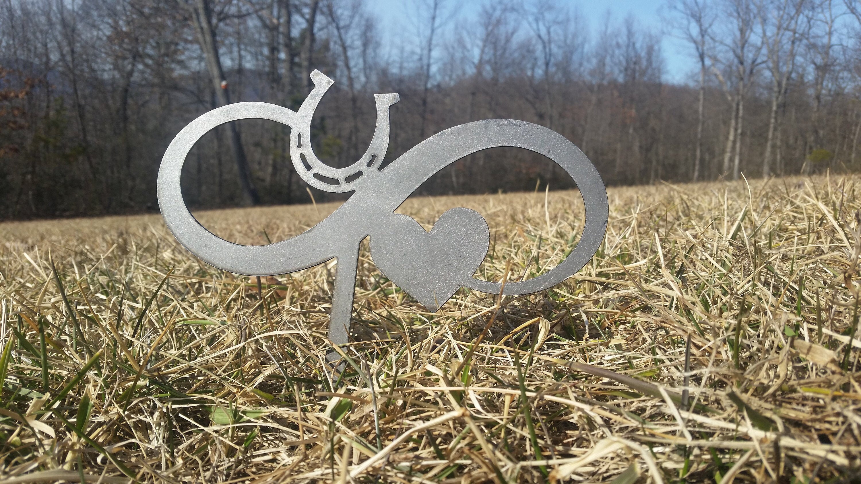 Infinity Horse Garden Stake with Heart and Horseshoe Metal | Etsy