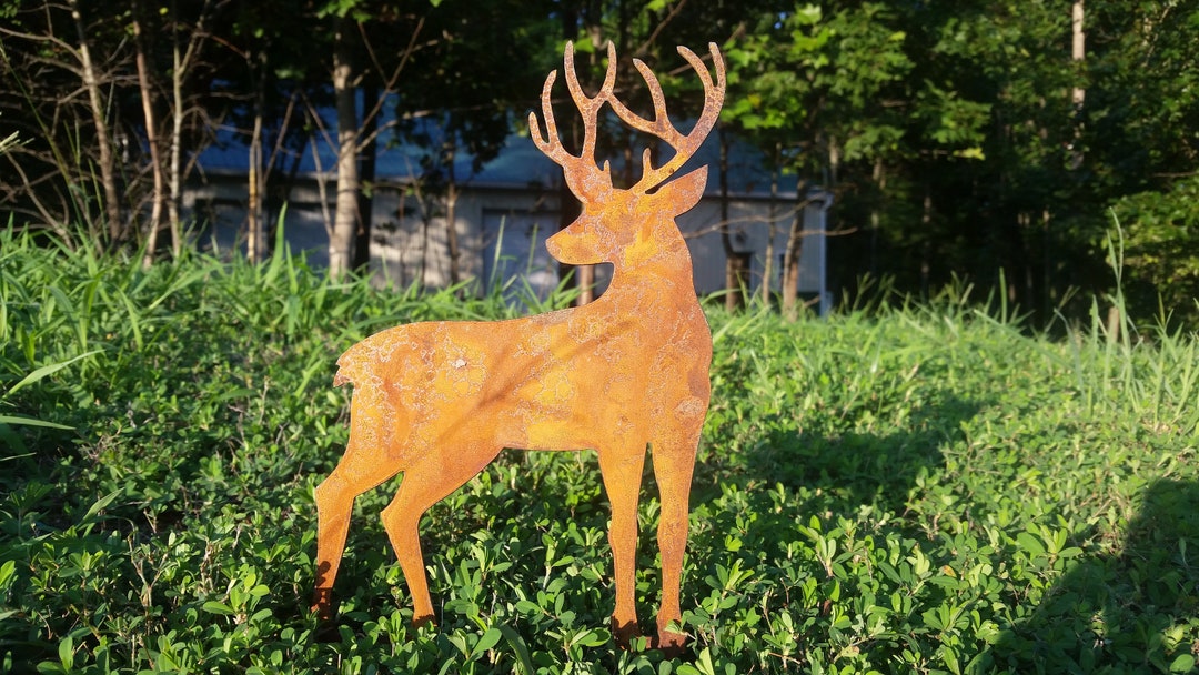 Rustic Deer Garden Stake- Hunting Season Metal Garden Sign- Custom ...