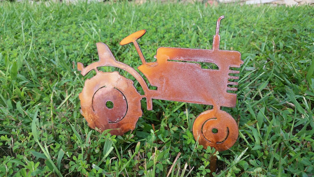 Rustic Tractor Garden Stake- Metal Garden Sign- Handmade -john Deere ...