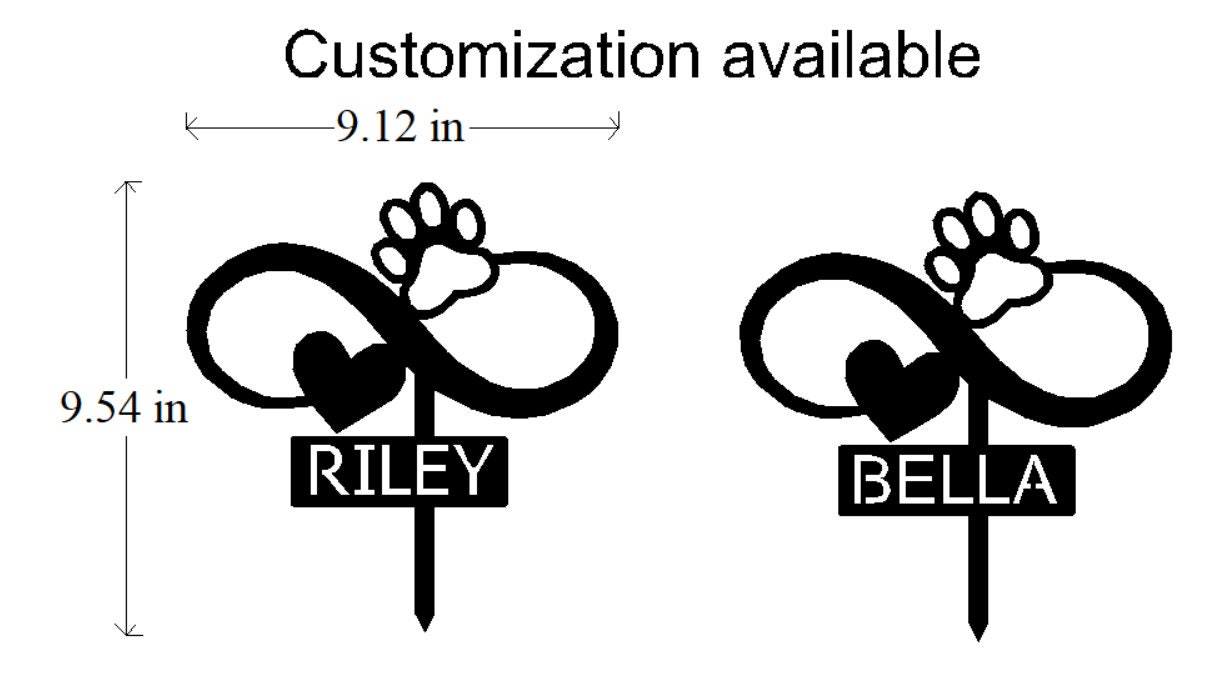 Infinity Dog Garden Stake With Heart and Paw Metal Garden - Etsy