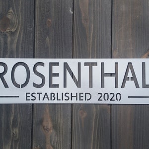 Established Sign Personalized Metal Sign Modern Minimalist - Etsy