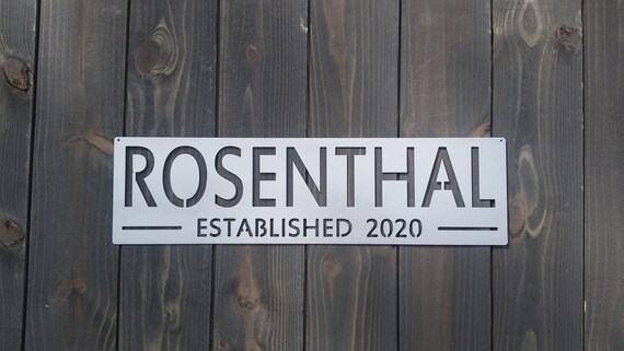 Established Sign Personalized Metal Sign Modern Minimalist - Etsy