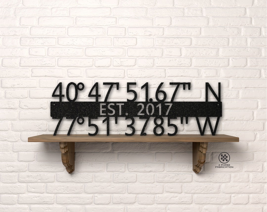 Custom Steel Coordinates Sign Established Date Gift Custom Metal Sign ...