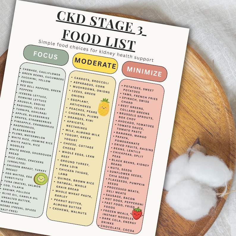 CKD Stage 3 Food List Printable, Kidney Disease Diet PDF, Low Sodium ...
