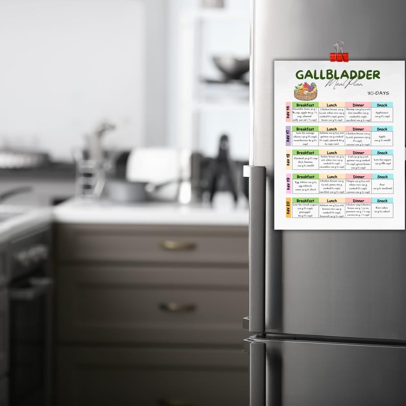Gallbladder Friendly Meal Plan 30 Days Printable, Low Fat Diet Plan PDF ...