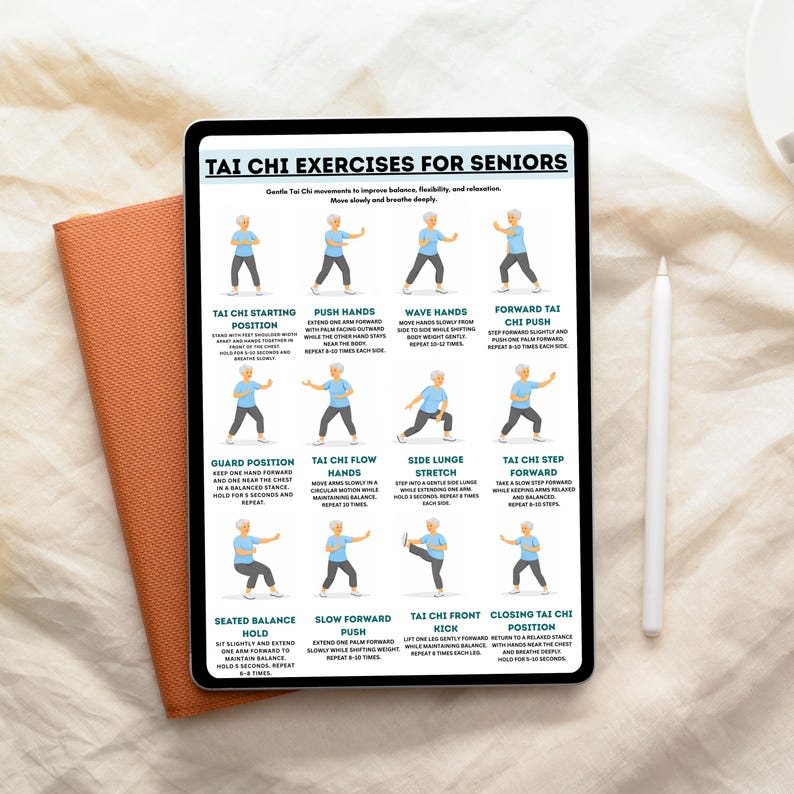 Tai Chi Exercises for Seniors, Gentle Tai Chi Workout Chart, Balance ...