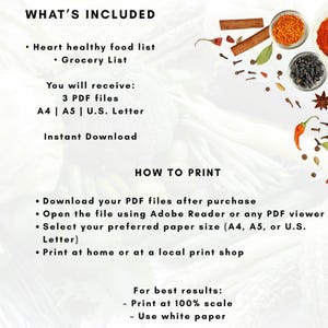 Heart Healthy Food List Printable, Cardiac Diet Food Chart PDF, Low ...