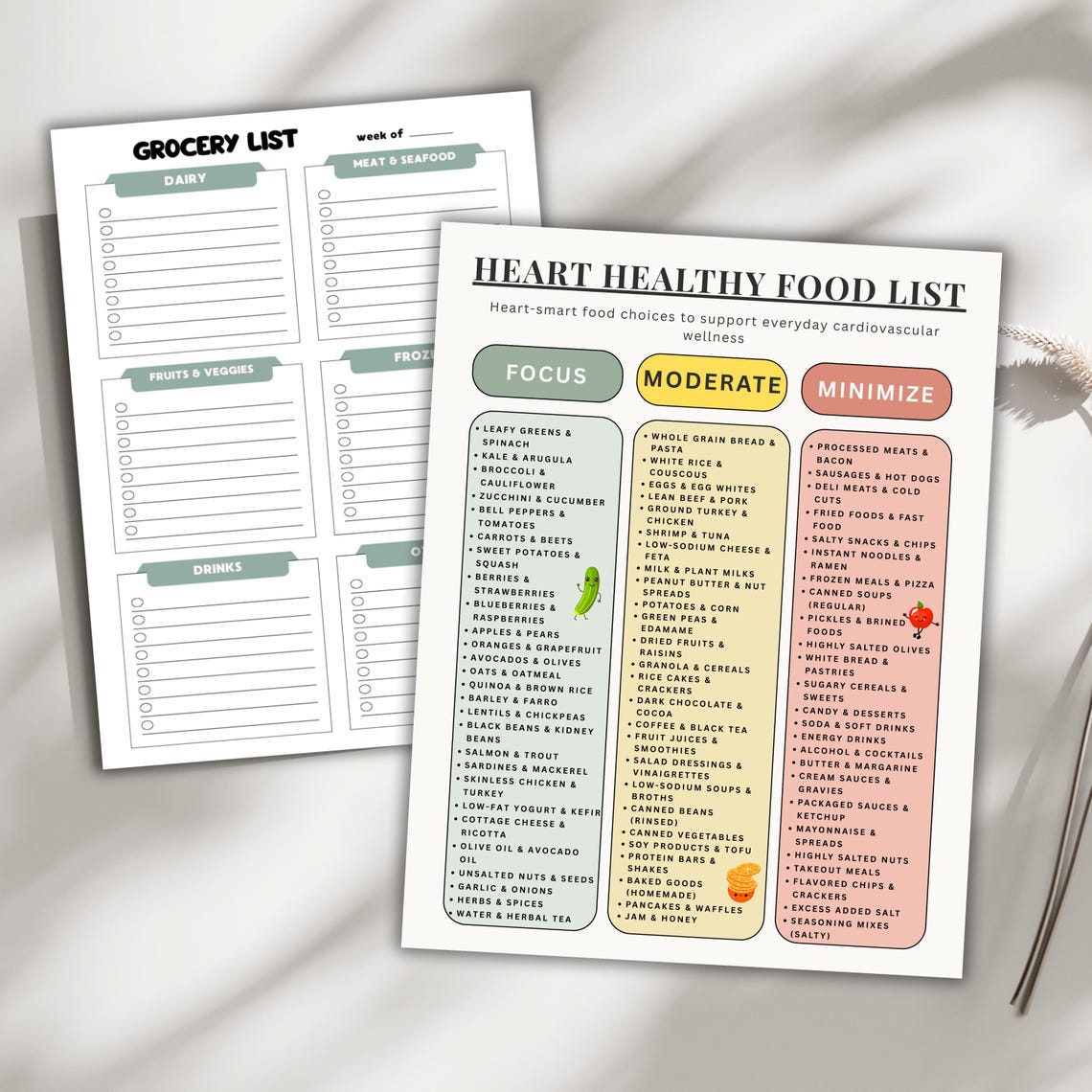 Heart Healthy Food List Printable, Cardiac Diet Food Chart PDF, Low ...