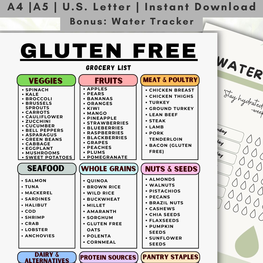 Gluten Free Diet Grocery List Printable, Celiac Friendly Food Guide ...