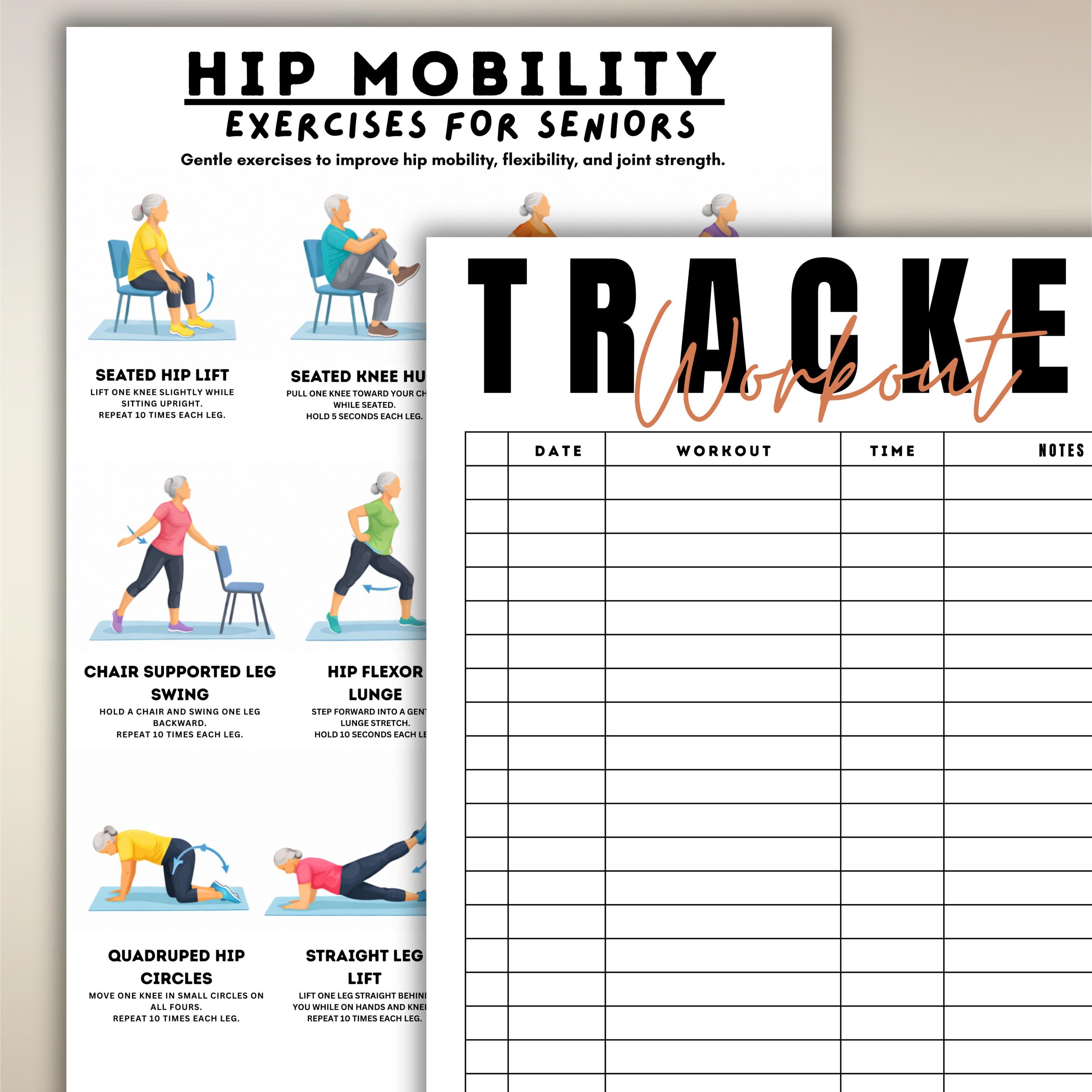 Hip Mobility Exercises for Seniors Printable, 12 Gentle Hip Strength ...