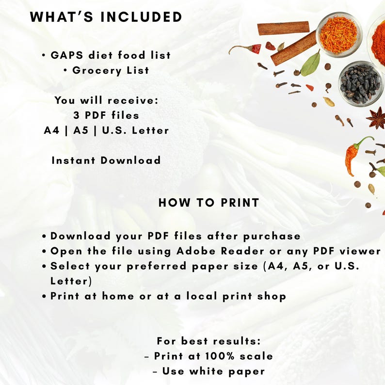 GAPS Diet Food List Printable, What to Eat and Avoid on GAPS Diet, Gut ...