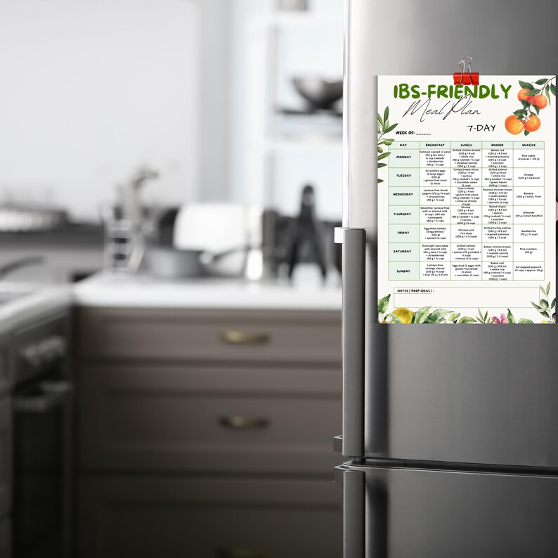 IBS Friendly 7-day Meal Plan Printable, IBS Diet Pdf, Low FODMAP ...