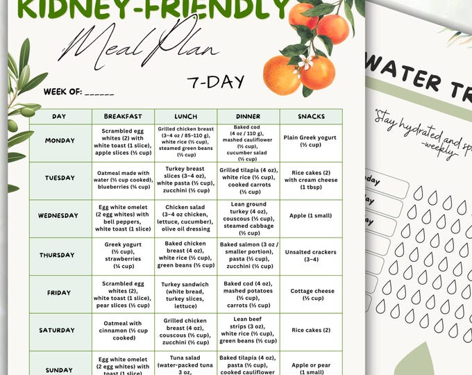 Kidney Friendly 7 Day Meal Plan, Renal Diet Low Sodium Low Potassium ...