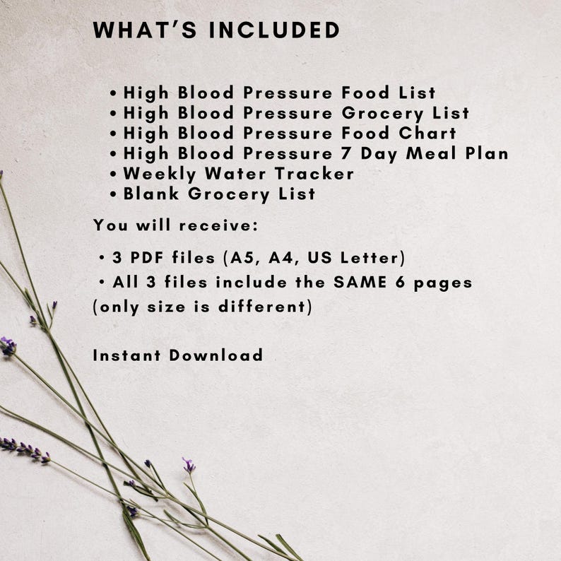 High Blood Pressure Diet Bundle Printable, Low Sodium Food List ...