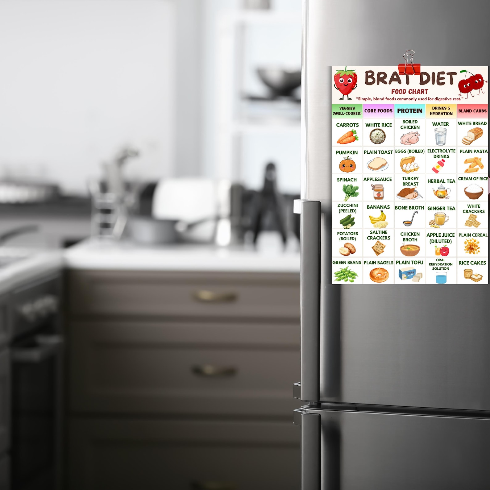 BRAT Diet Food Chart, Bland Foods Guide, Digestive Rest Diet Chart ...