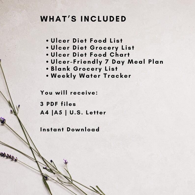Ulcer Friendly 7 Day Meal Plan, Low Acid Diet Grocery Planner (PDF) - Etsy
