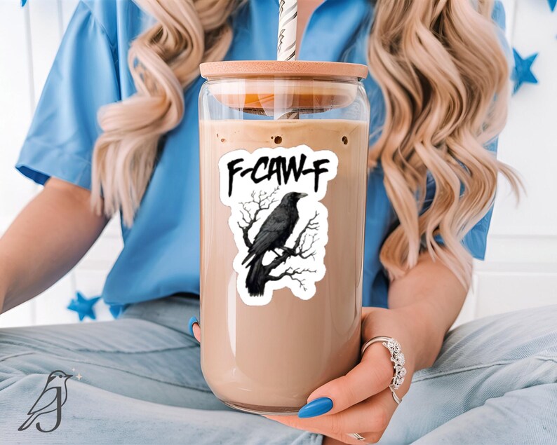 F Caw F Sticker: Waterproof, Vinyl, Funny Crow, Laptop, Water Bottle - Etsy