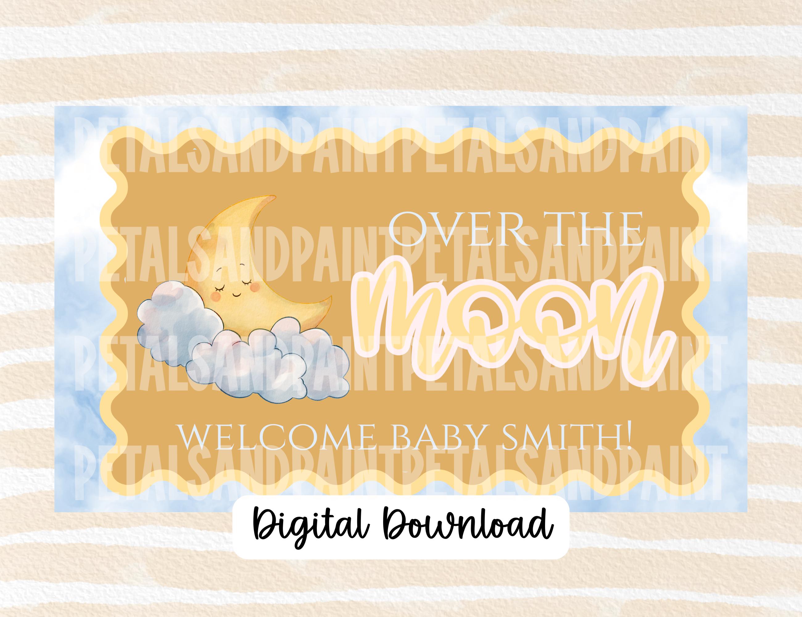 Over the Moon Baby Shower – Banner Canva Template | 60 × 35 In - Etsy